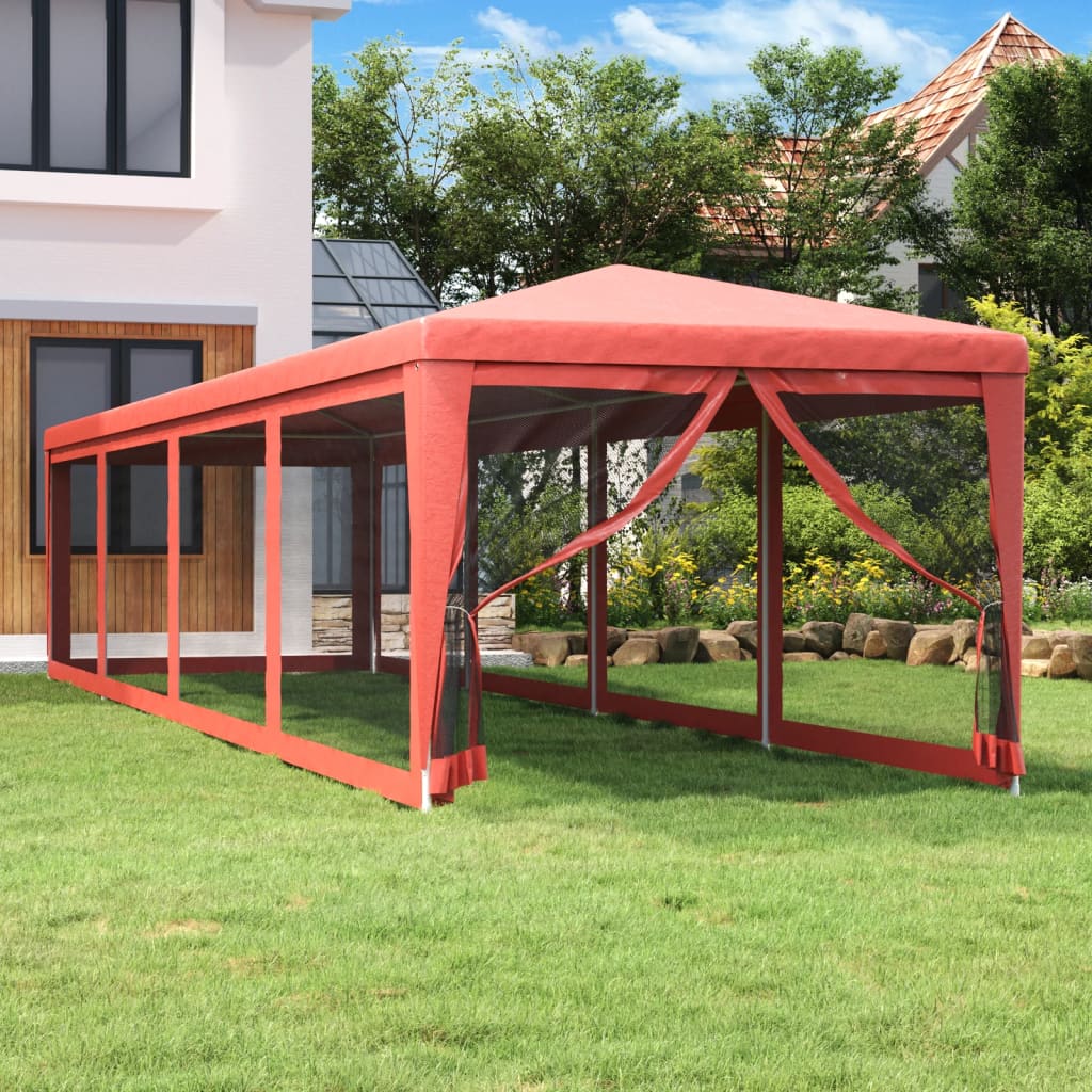 VidaXL Carpa para fiestas con 10 paredes de malla HDPE rojo 3x12 m | Leroy Merlin
