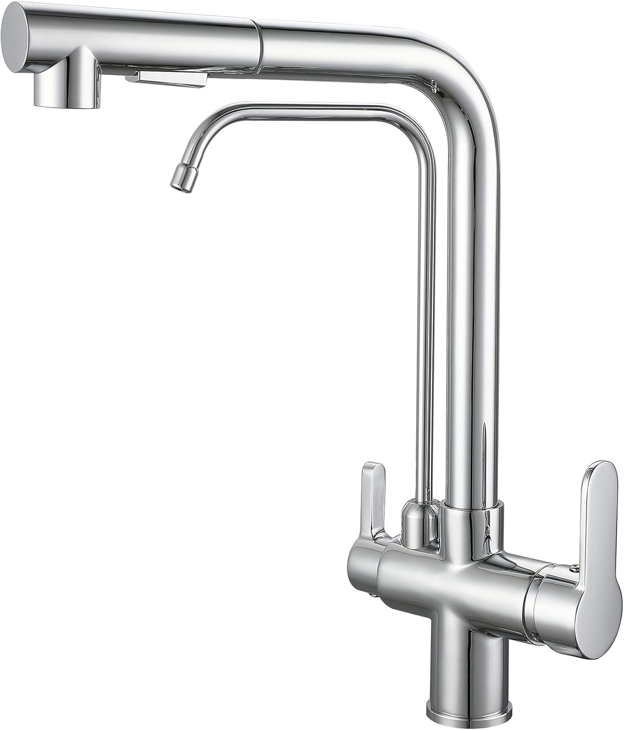 Robinet De Cuisine 3 Voies Douchette Mitigeur Évier Avec 2 Becs ...