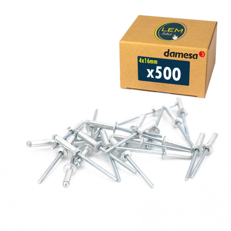 Lot de 500 - Rivet pop aveugle tête plate aluminium/acier 4x16 mm ...