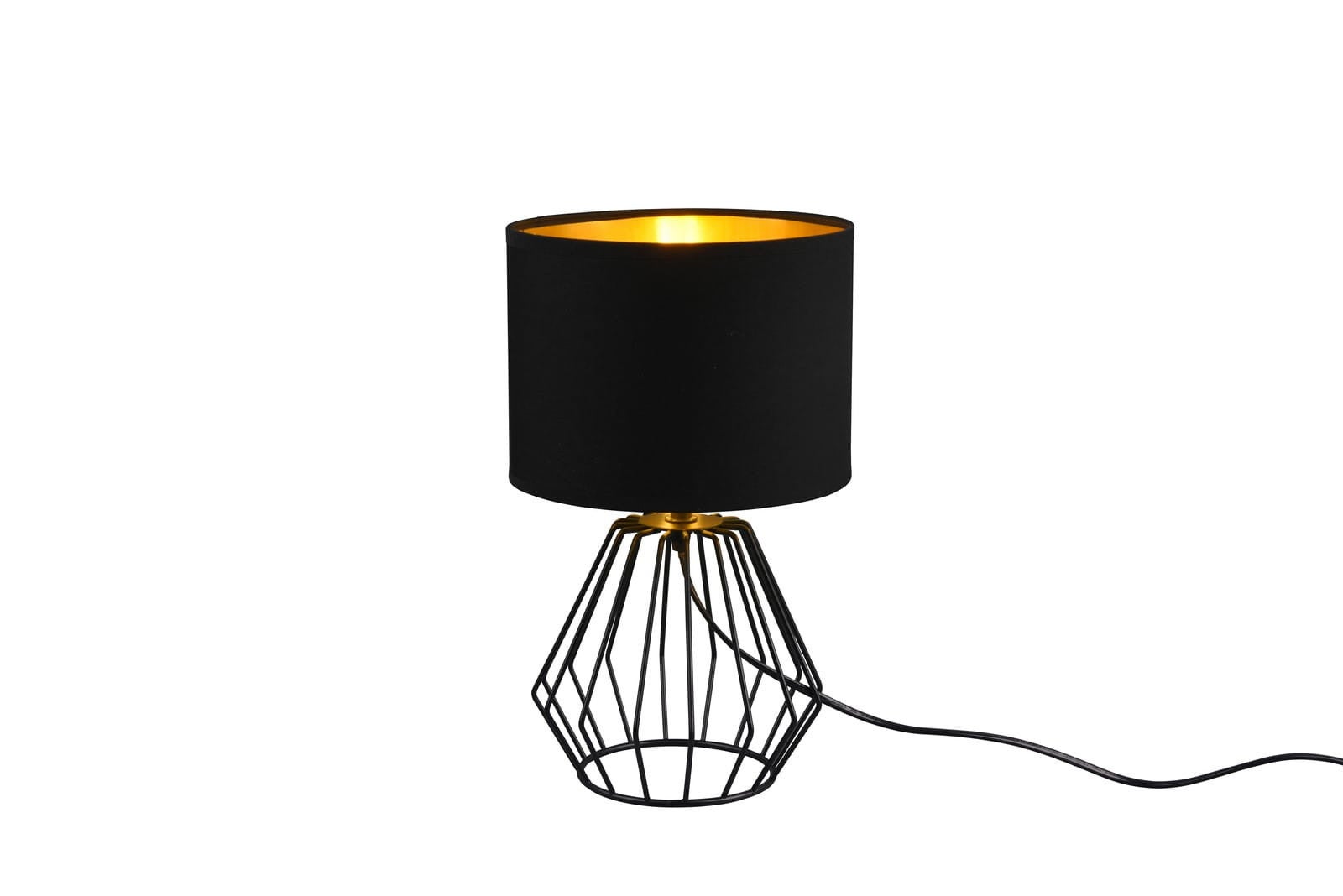 Chuck Lampe De Table Socle Géométrique En Métal Abat-jour Noir Et Doré ...