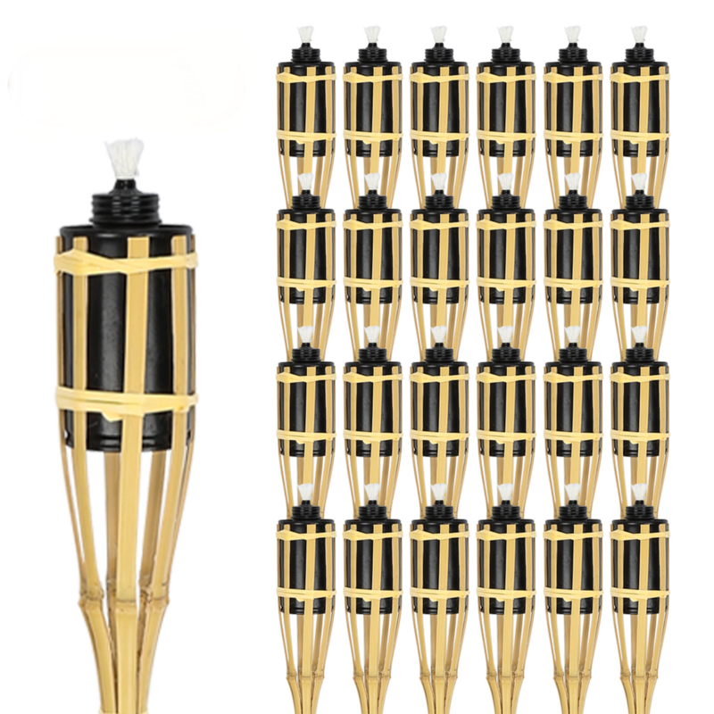 Juego de 36 antorchas de bambú para jardín, altura: 90 cm, antorchas de ...