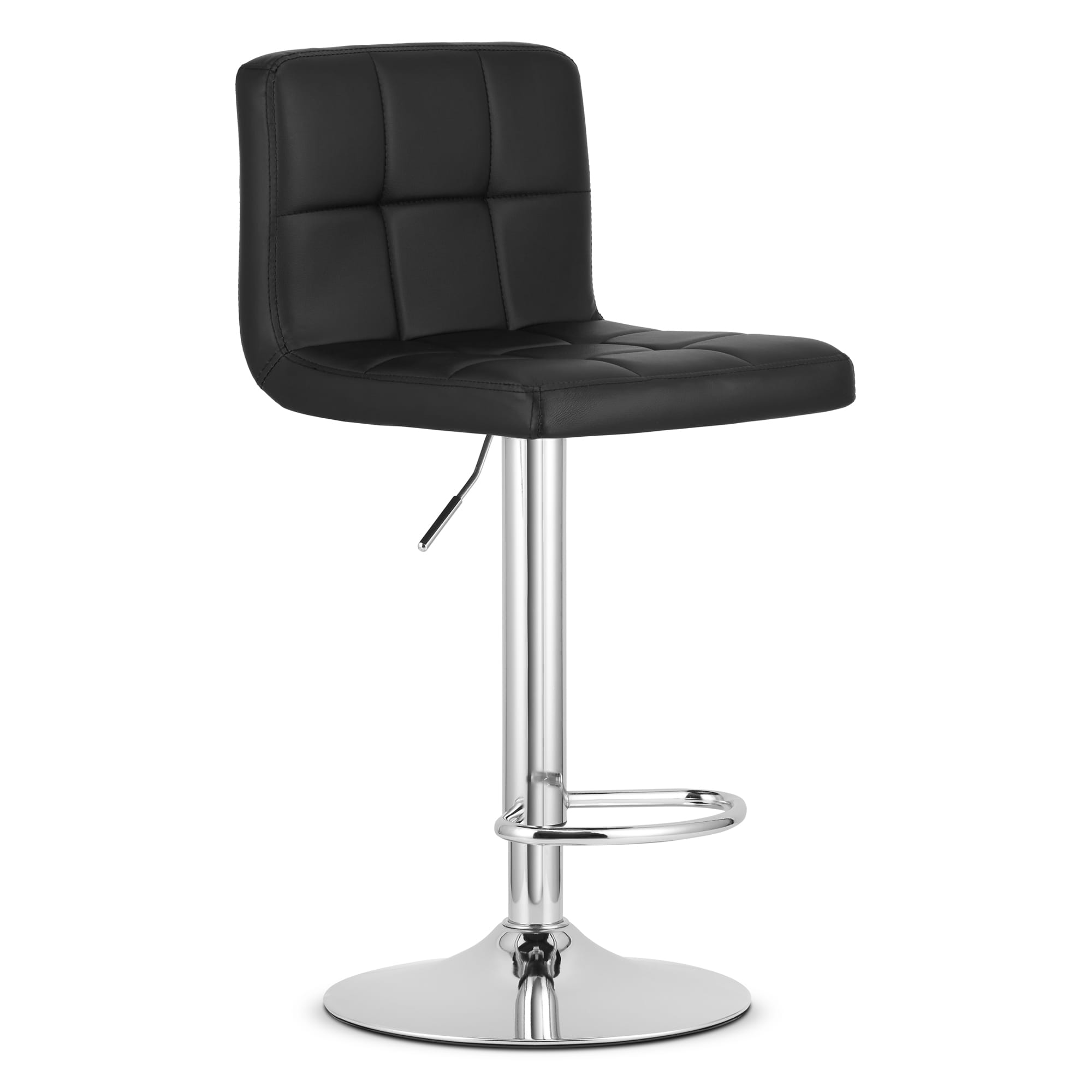 Tabouret PROT - revêtement en similicuir noir / piètement chromé ...