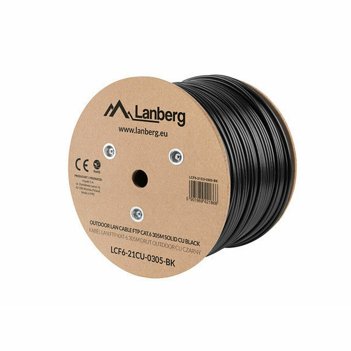 Cable de Red Rígido FTP Categoría 6 Lanberg LCF6-21CU-0305-BK Negro 305 ...