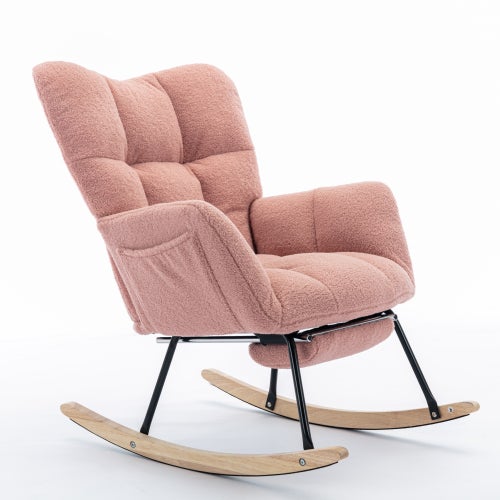 Sillón mecedor moderno en Teddy, rosa | Leroy Merlin