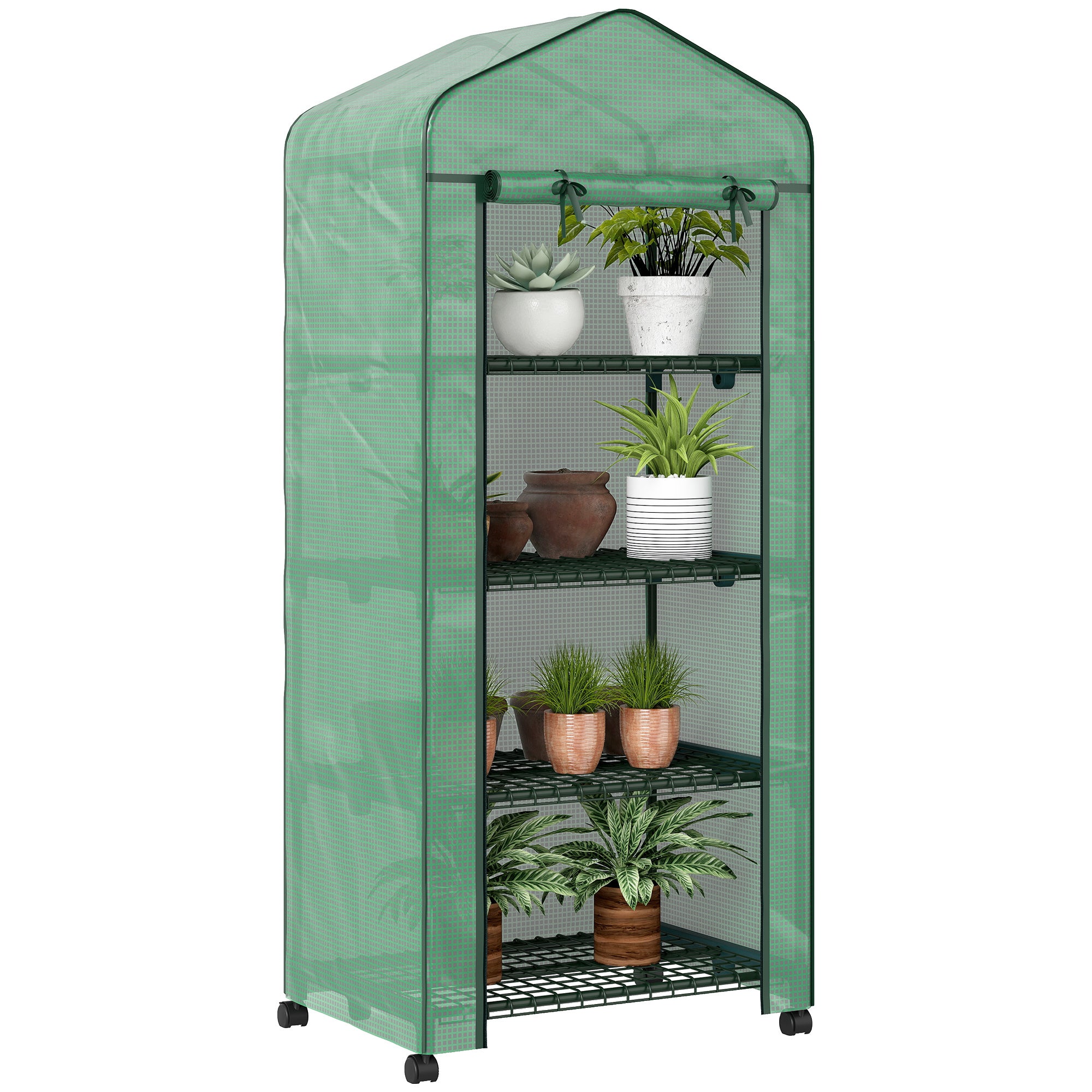 Serre de balcon plastique 4 étagères Outsunny vert | Leroy Merlin