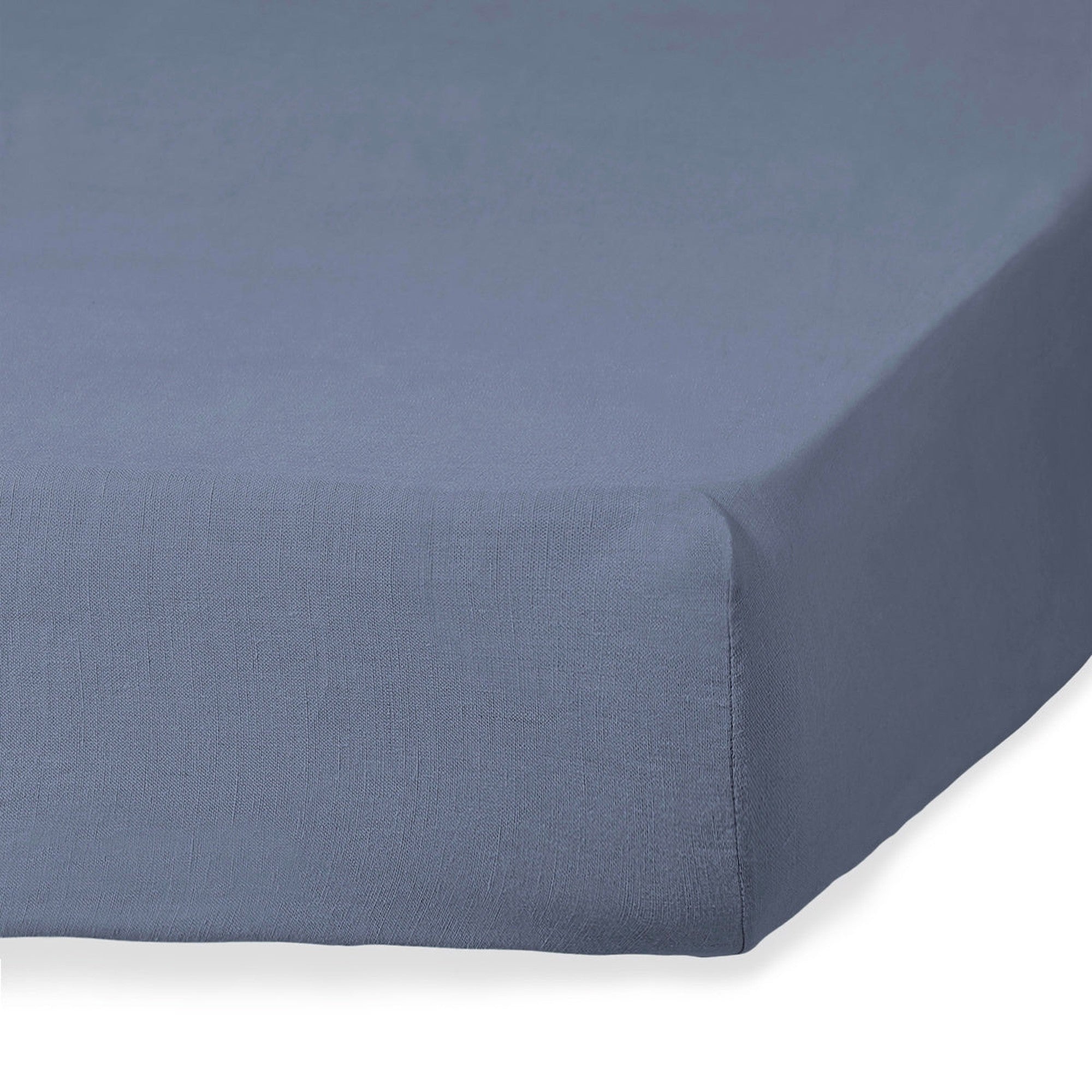 Drap housse 160x200x30 lin lavé bleu orage | Leroy Merlin