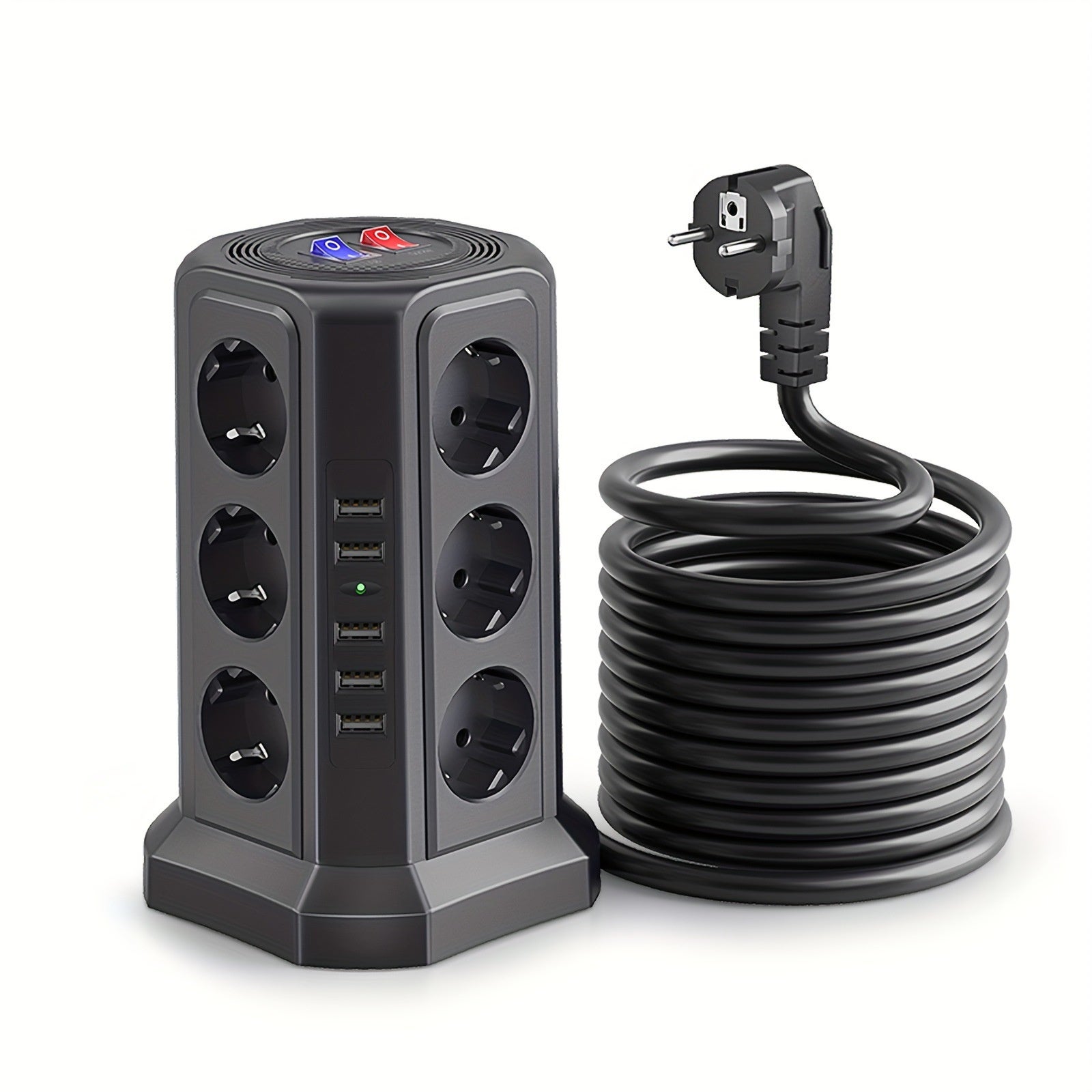 Regleta con protección contra sobretensiones con 12 tomas, 5 usb, con ...