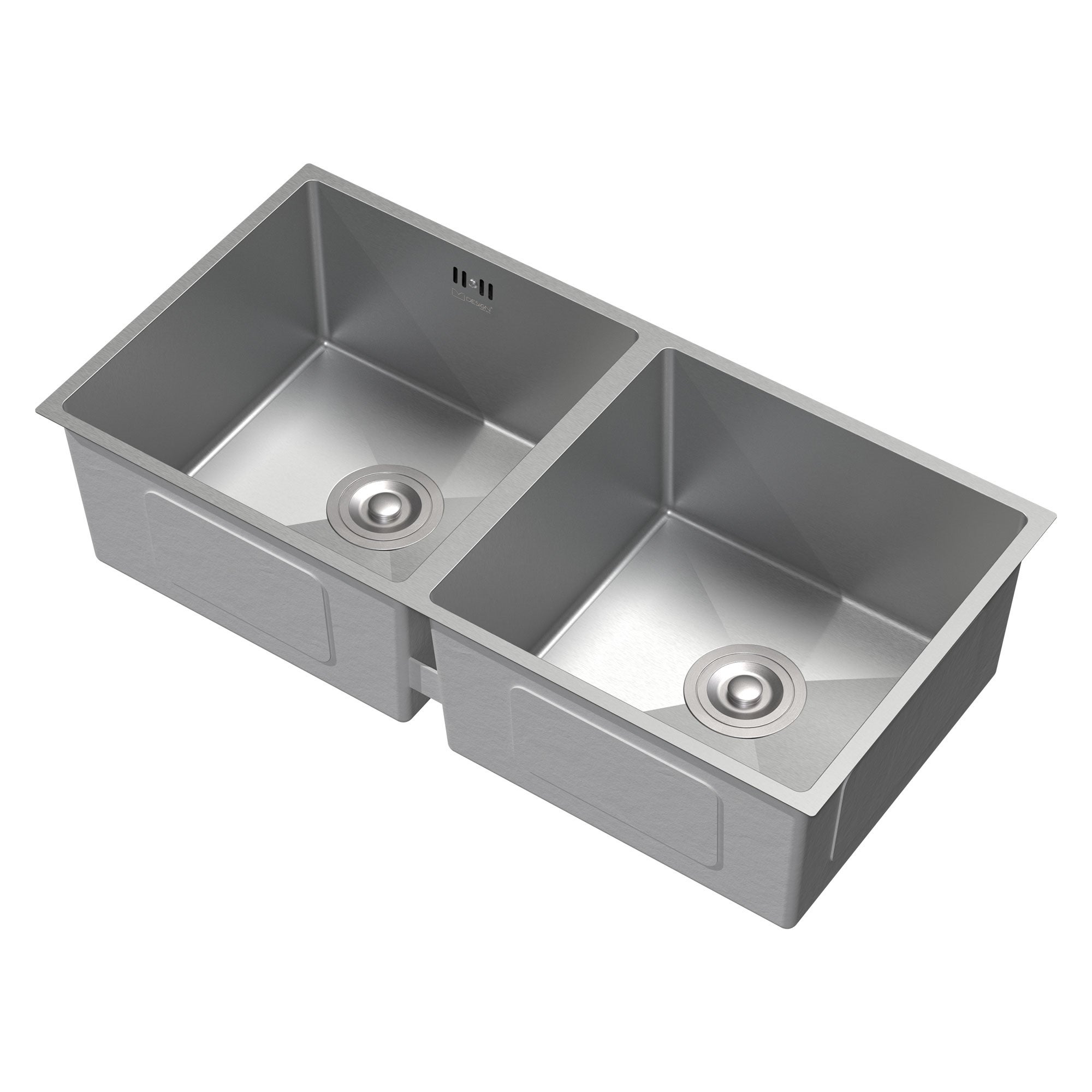 Évier double inox cuisine bac à encastrer argent + vidage trop-plein 81 ...
