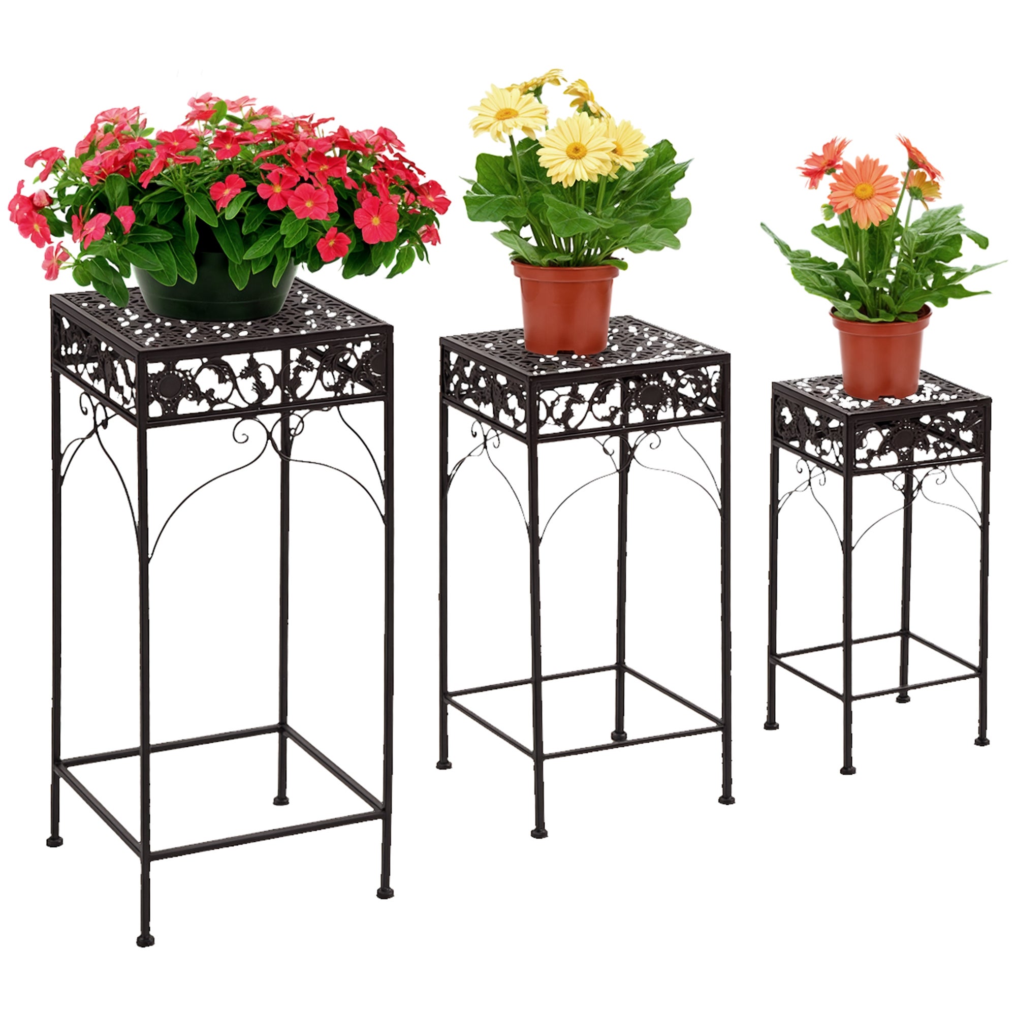 Ensemble de 3 supports à plantes en fer forgé, 3 tailles | Leroy Merlin
