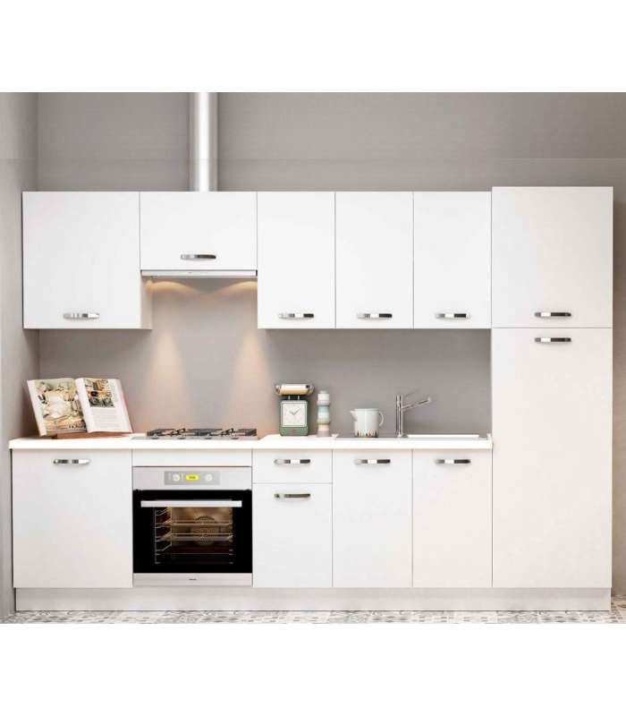 Cocina completa KIT-KIT de 3 metros, color blanco, con zocalo y con ...