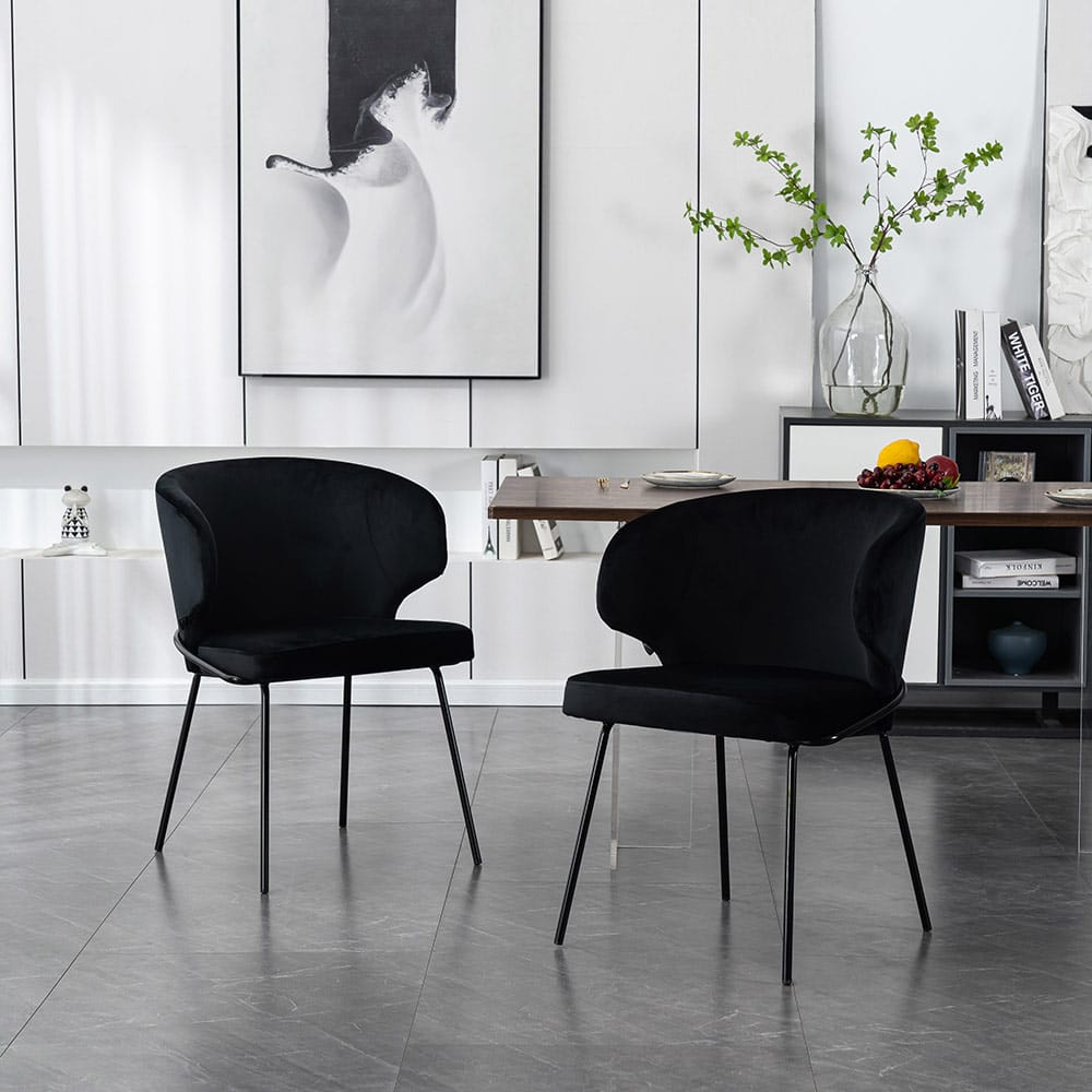 Chaise De Salle à Manger En Velours Home Deluxe Amara Lot De 3 Noir