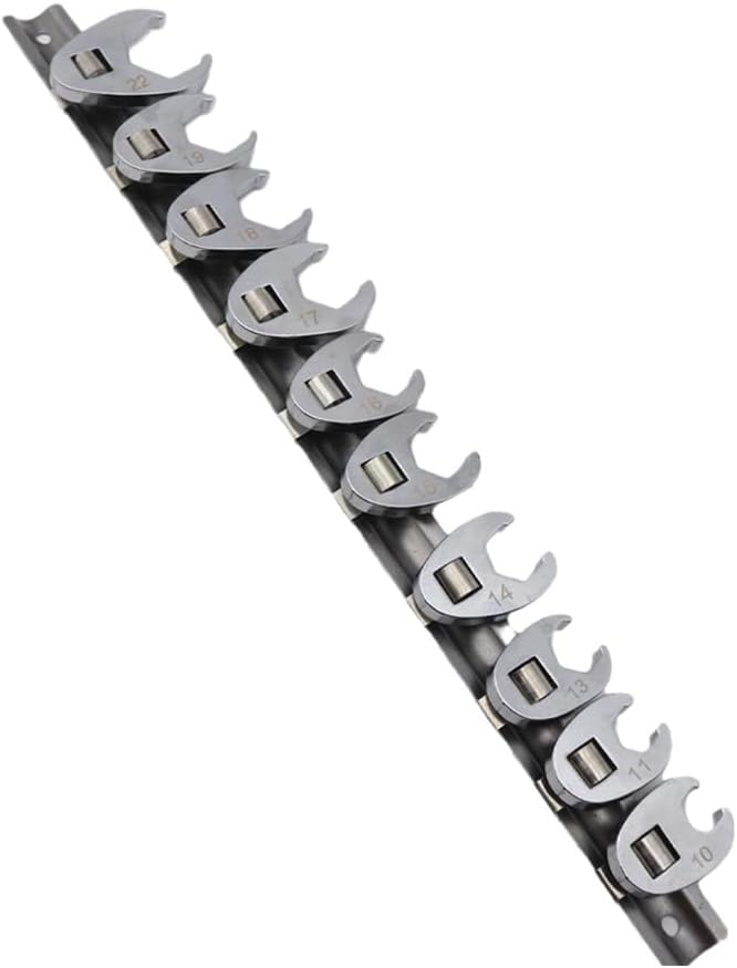 Lot de 10 clés à écrou évasé 3/8" - 10-22 mm - Avec rail de rangement ...