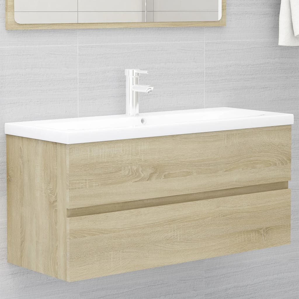 Mueble con lavabo madera de ingeniería roble Sonoma | Leroy Merlin