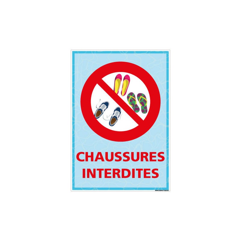 PANNEAU CHAUSSURES INTERDITES (H0473) 210 x 300 mm Matière Aluminium ...
