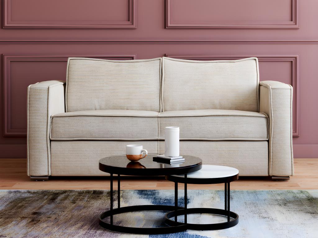 Canapé 4 places convertible express en velours côtelé beige - Couchage ...