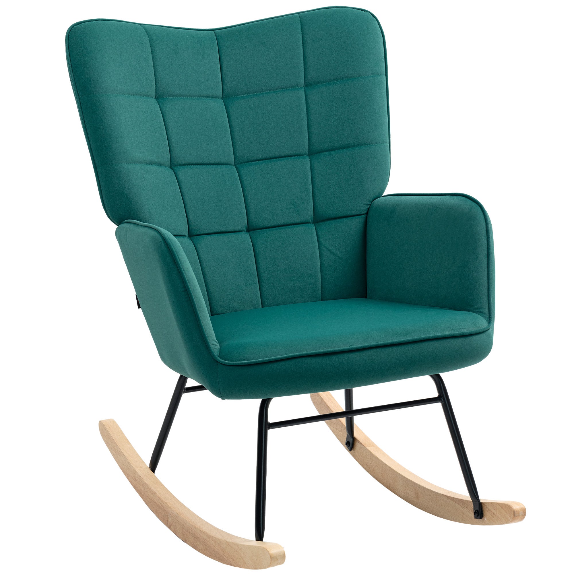 Rocking chair with a reclining function, velvet covering, steel ...