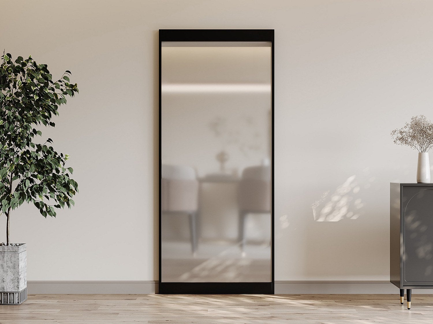 Porte coulissante avec rail invisible - aluminium et verre trempé ...