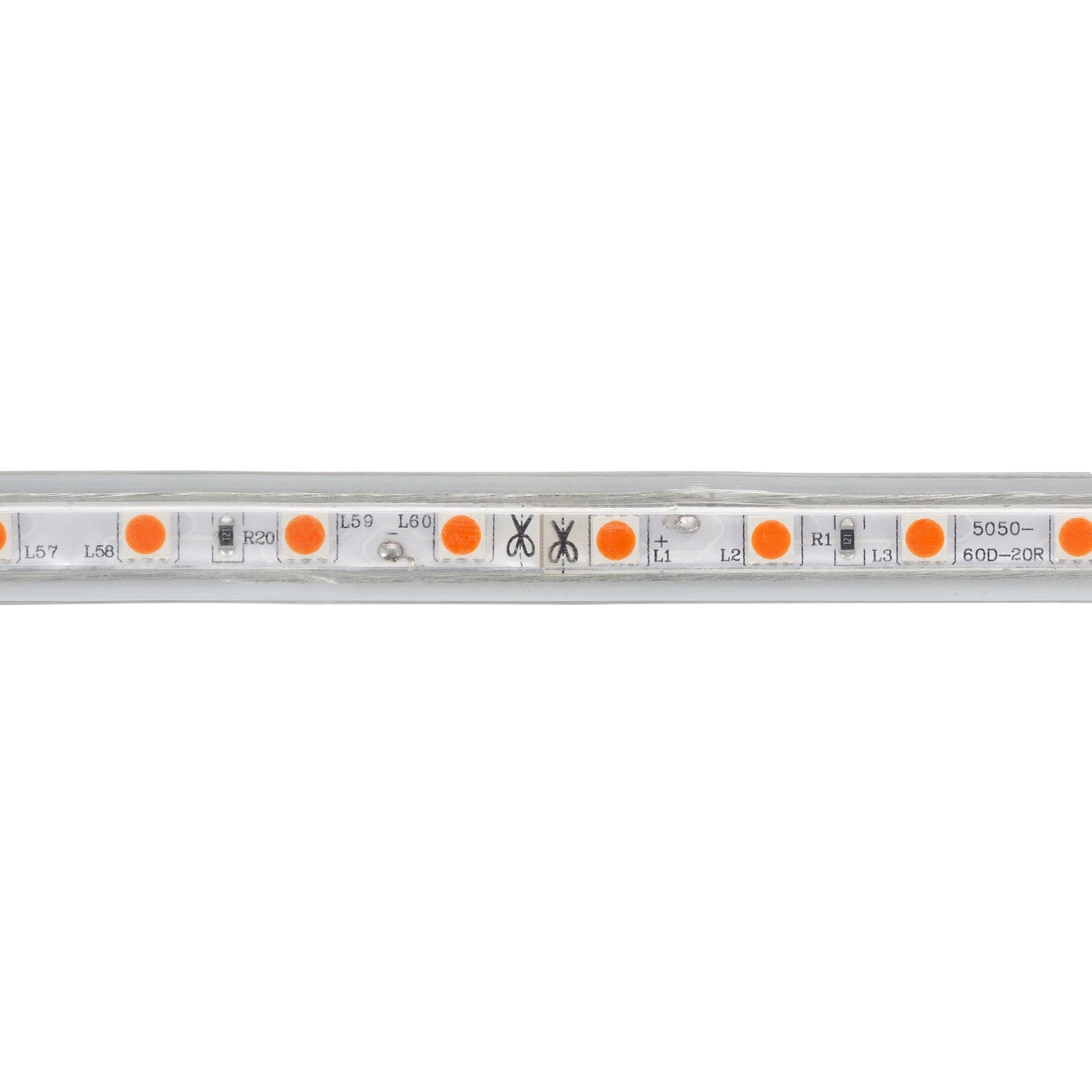 Ledkia Tira LED 220V AC 60 LED/m Naranja IP65 a Medida Ancho 14mm Corte ...