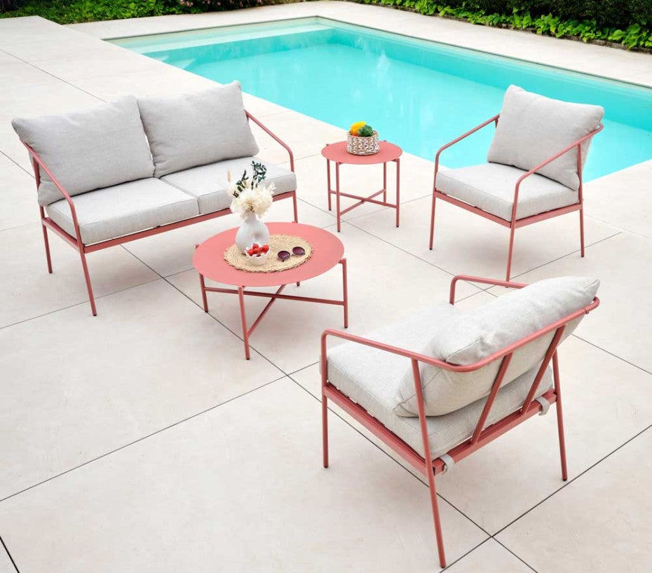 Salon de jardin en acier - 4 places - terracotta - CAP FERRET | Leroy ...