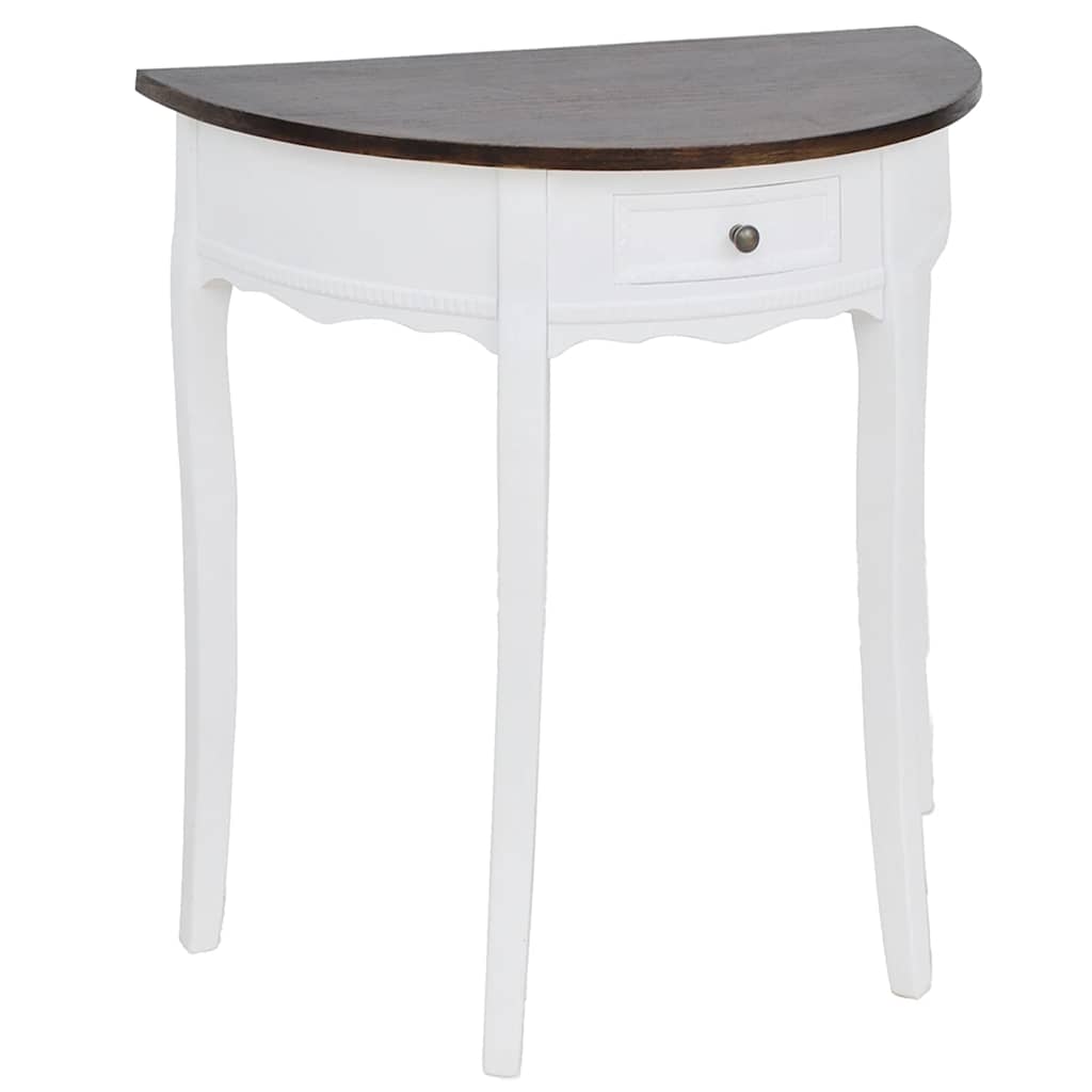 Mesa consola con cajón y tablero marrón, de forma semicircular. | Leroy ...