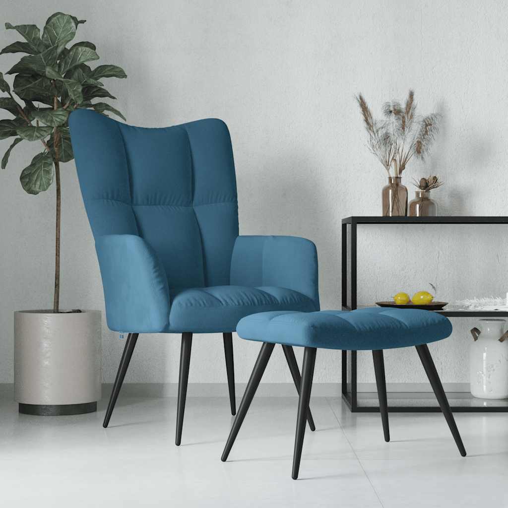 Maison Exclusive - Chaise de relaxation avec tabouret Bleu Velours ...