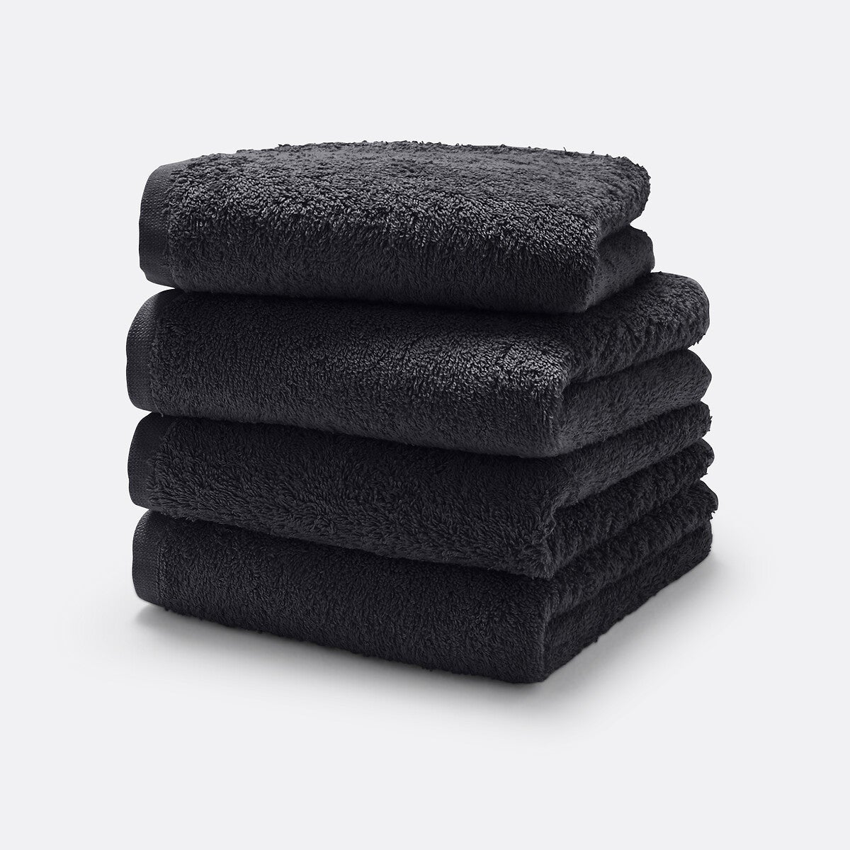 Lot 4 serviettes d'invité éponge 500g/m2,Scenario - Noir - 40 x 40 cm ...