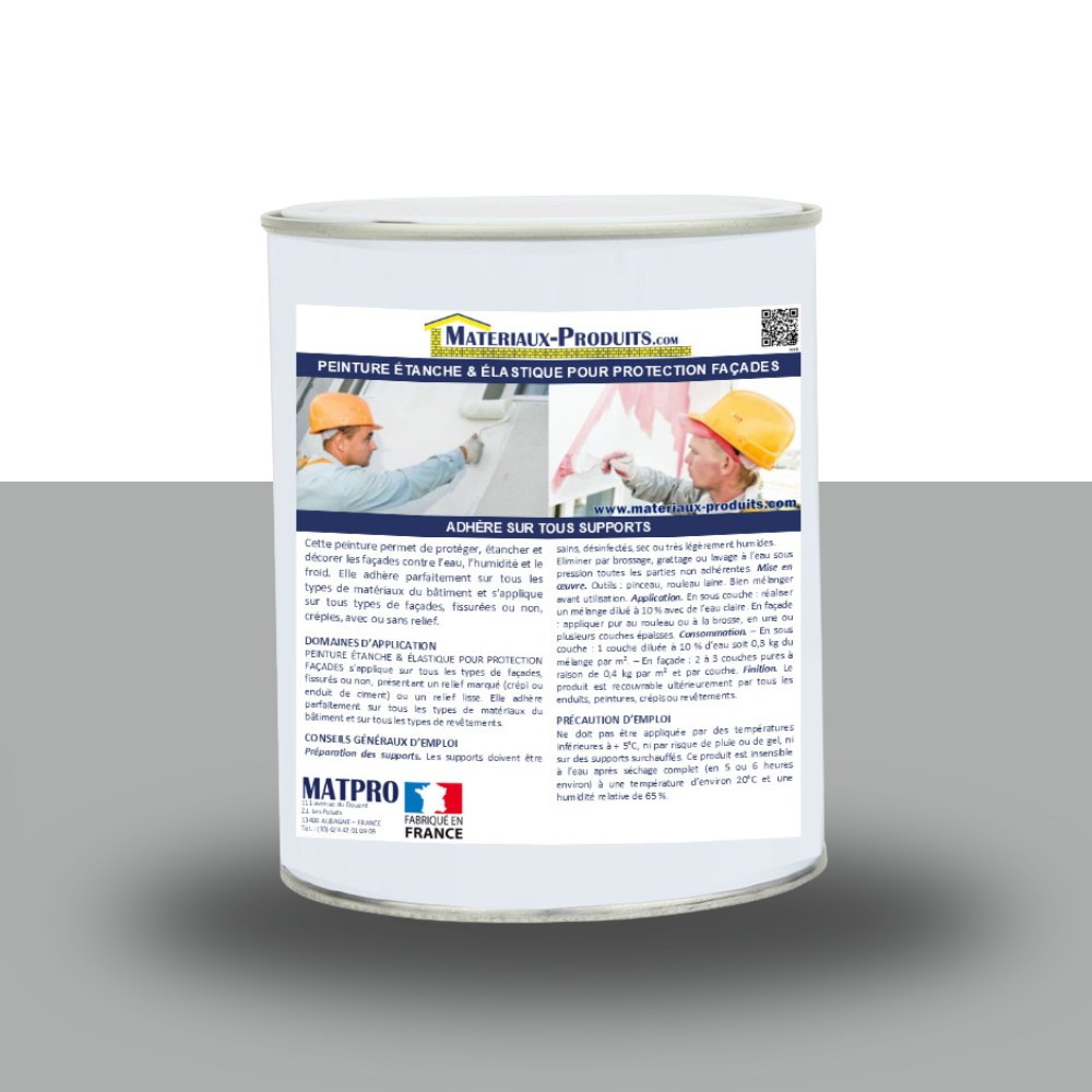 Peinture étanche & élastique pour protection façade Seau de 2,5 Kg Gris ...