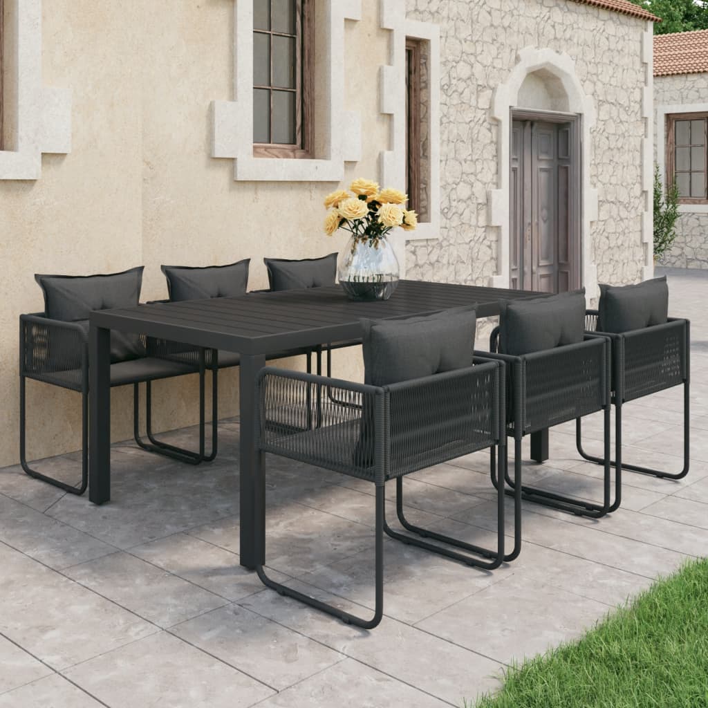 Salon de jardin 7 pcs PVC Résine tressée Noir vidaXL | Leroy Merlin