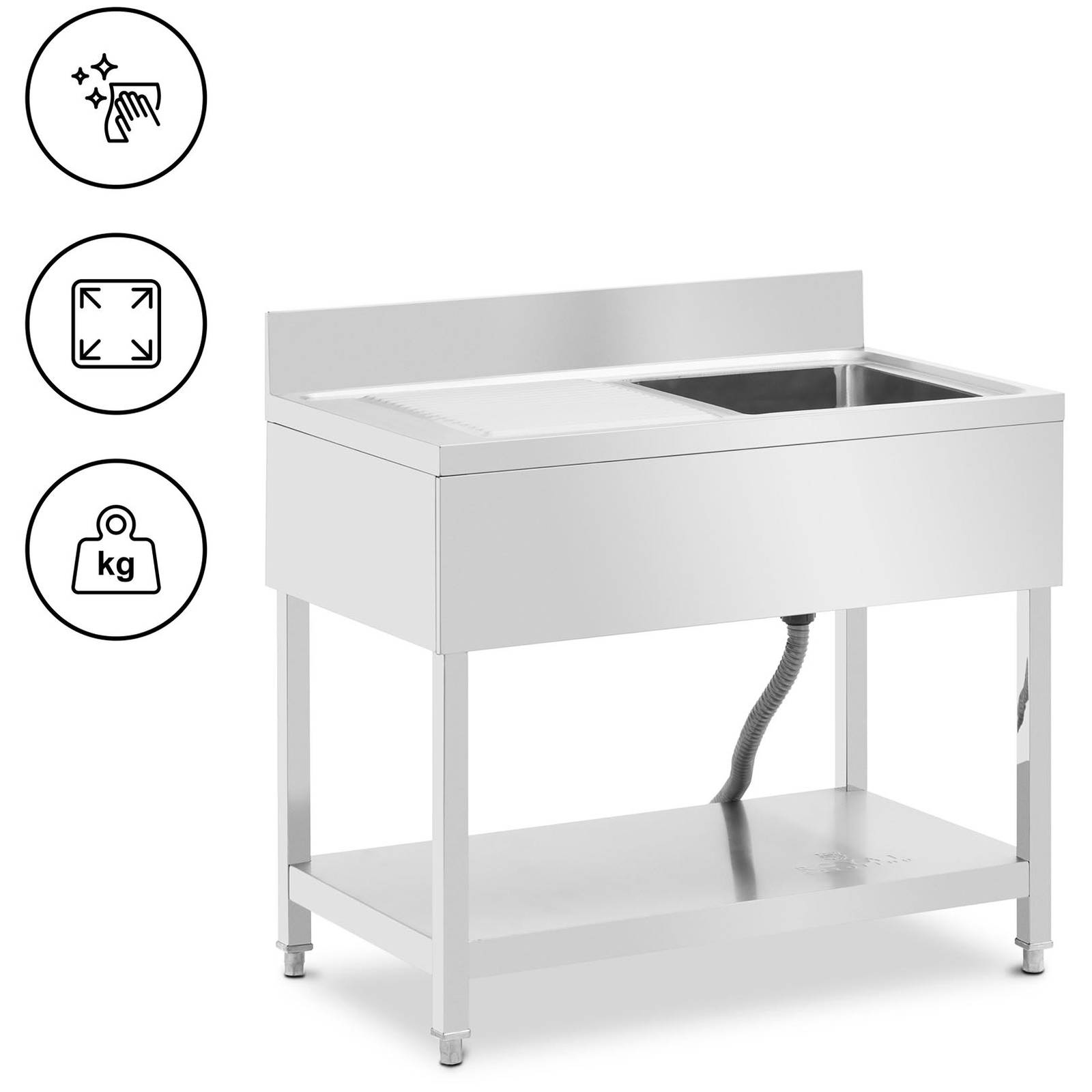 Plonge inox - Royal Catering - Dimensions du table : 100 x 60 x 97 cm ...