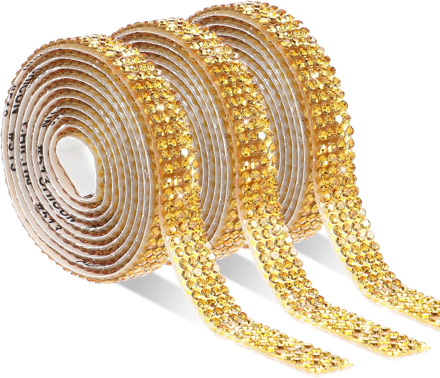 Lot de 3 Doré rubans de strass autocollants Cristal Strass, Ruban à ...