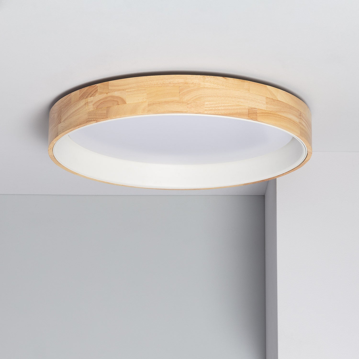 Ledkia Plafón LED 30W Circular Madera Ø570 mm CCT Seleccionable Dari Blanco120º | Leroy Merlin