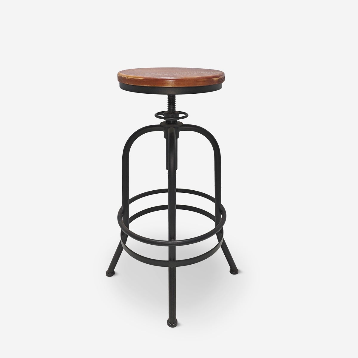 Taburete de bar vintage industrial ajustable con reposapiés Klom ...