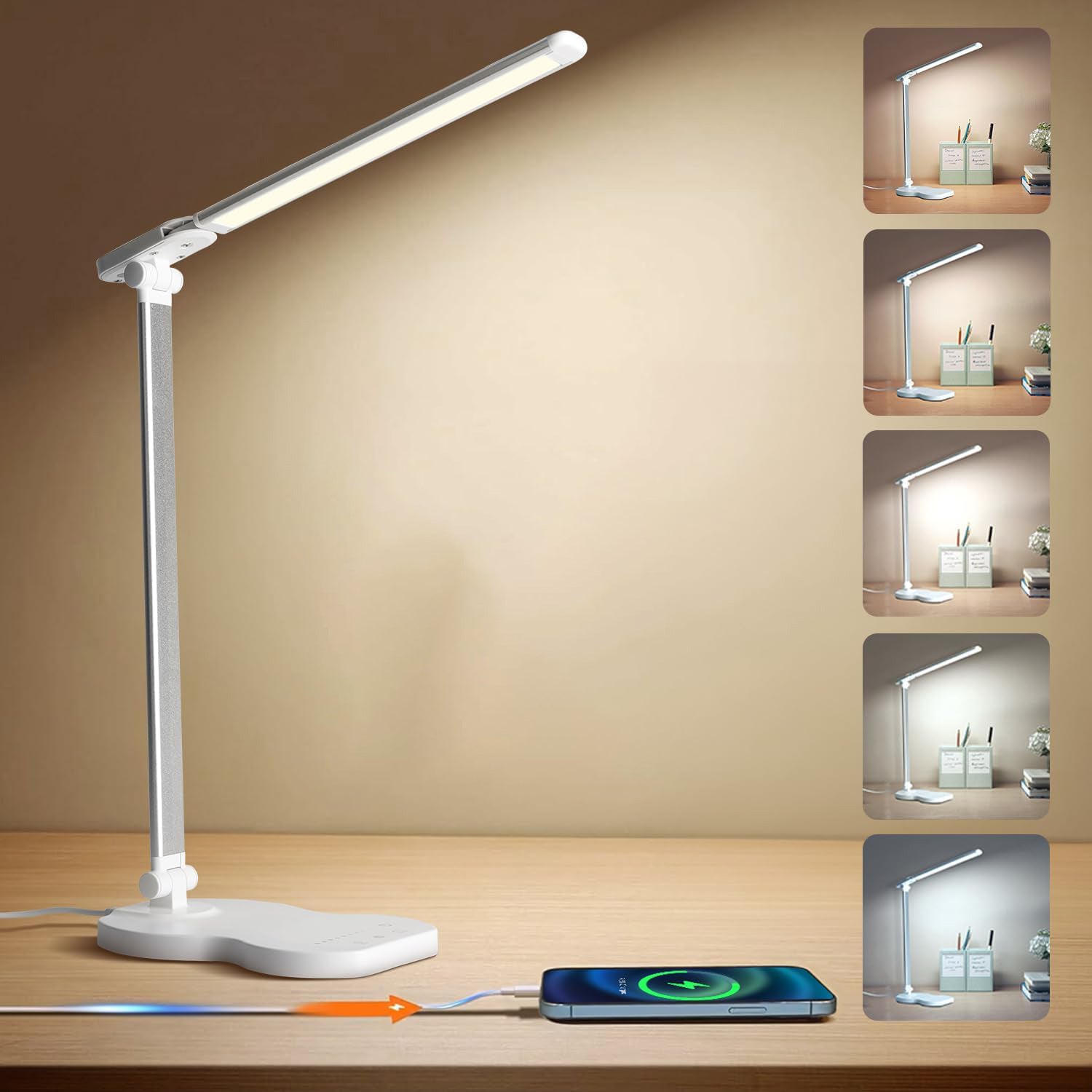 Lampe de bureau LED avec 5 couleurs et 10 niveaux de luminosité, lampe ...