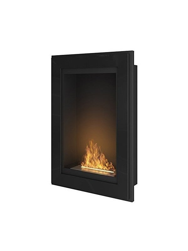Cheminée au bioéthanol Frame 550 noir mat à encastrer au mur sans verre ...