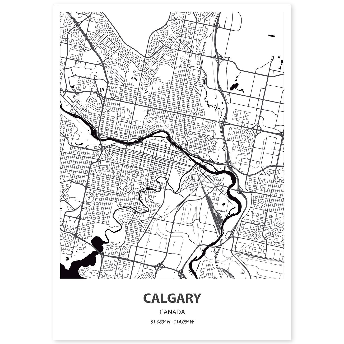 Calgary - Affiche De La Carte Du Canada. Fiches Des Villes Du Canada ...