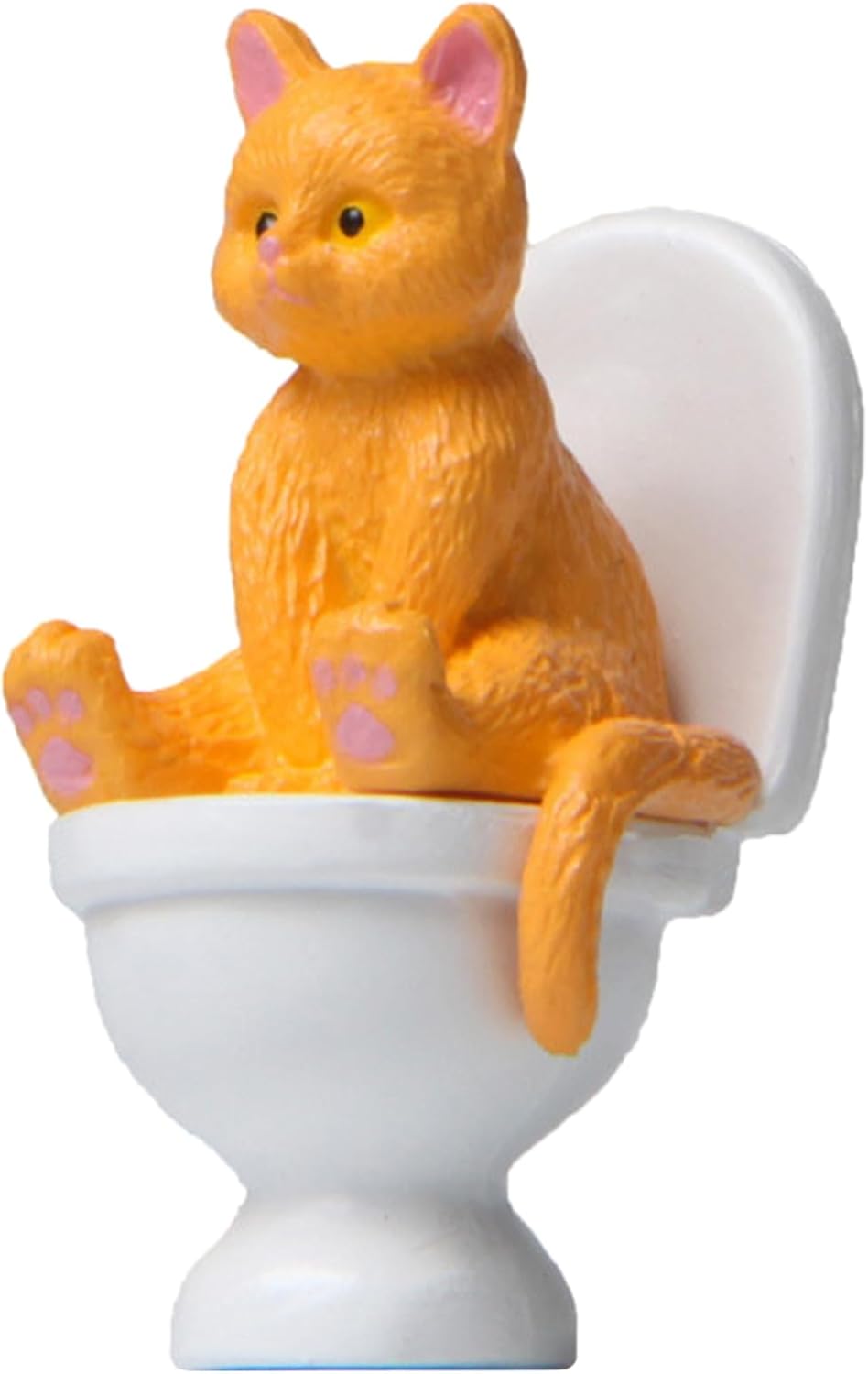 Statue en résine Chat assis sur toilettes, décoration miniature animal ...