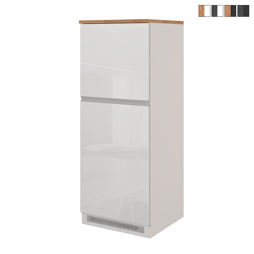 Armoire cache-frigo encastrable 2 portes rangement cuisine 60x60x164,5h ...