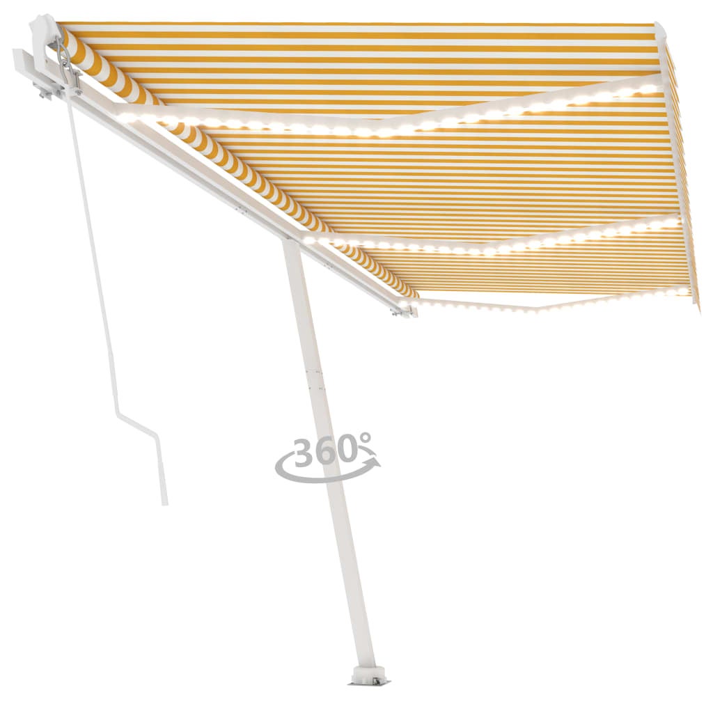 Toldo manual retráctil con luz LED naranja y marrón 600x350 cm | Leroy Merlin