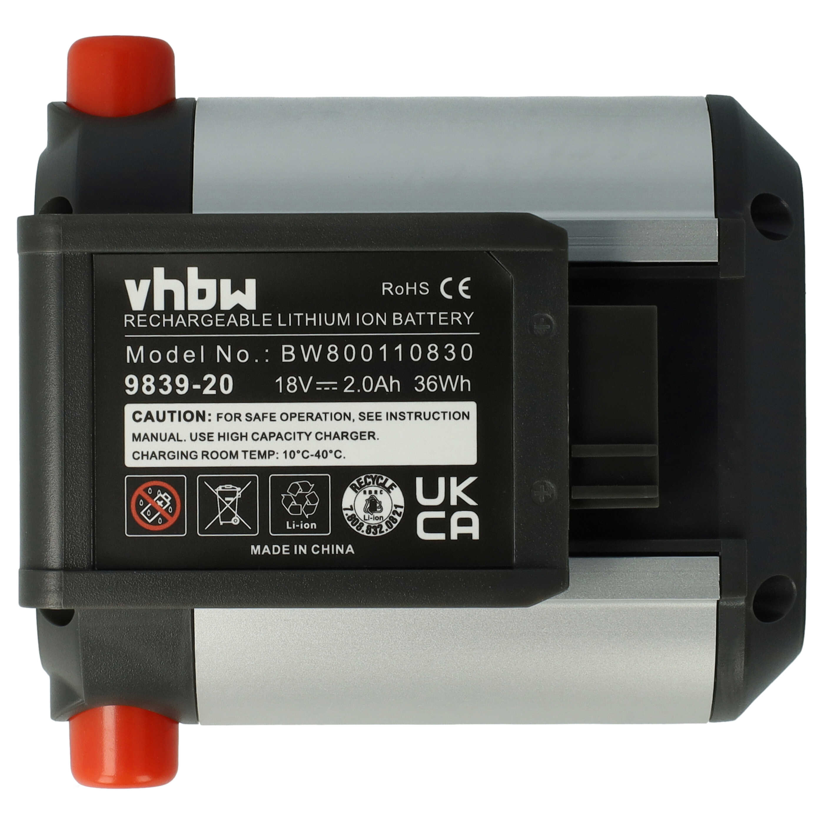 Vhbw Li-Ion Batterie2000mAh(18V)pour outils de jardin électriques ...