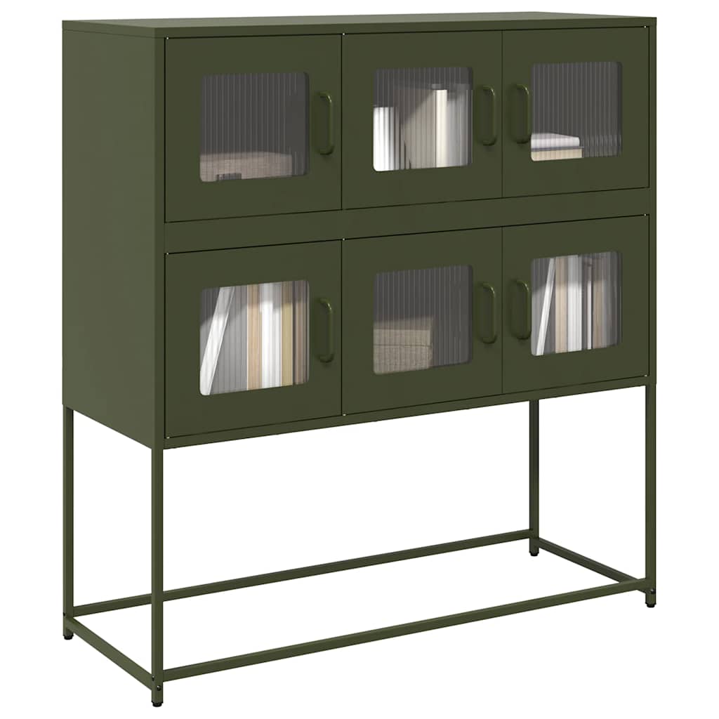 Buffet vert olive 100,5x39x107 cm acier laminé à froid vidaXL | Leroy ...