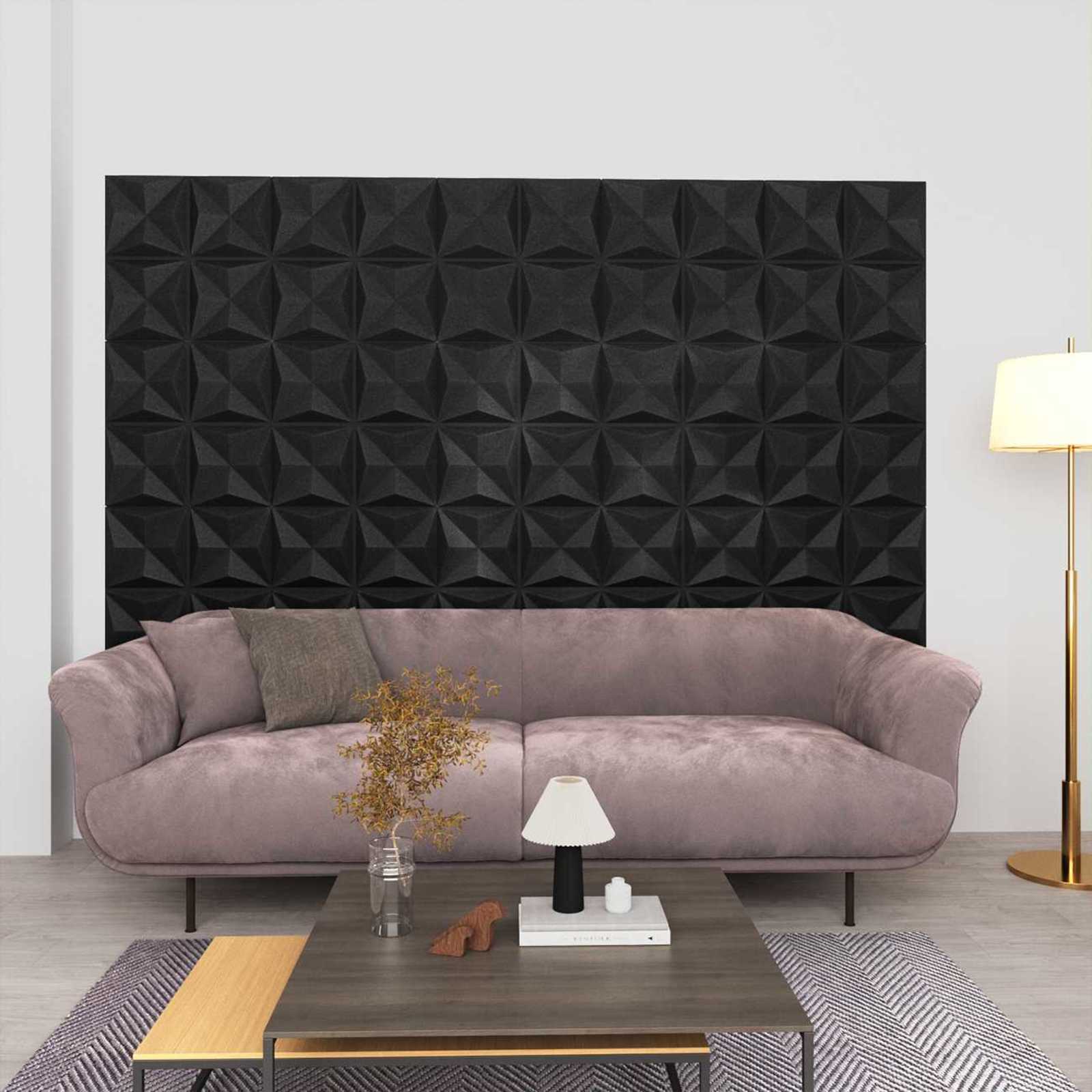 Paneles de pared 12 pcs Origami Negro 50 x 50 cm Espuma XPS | Leroy Merlin