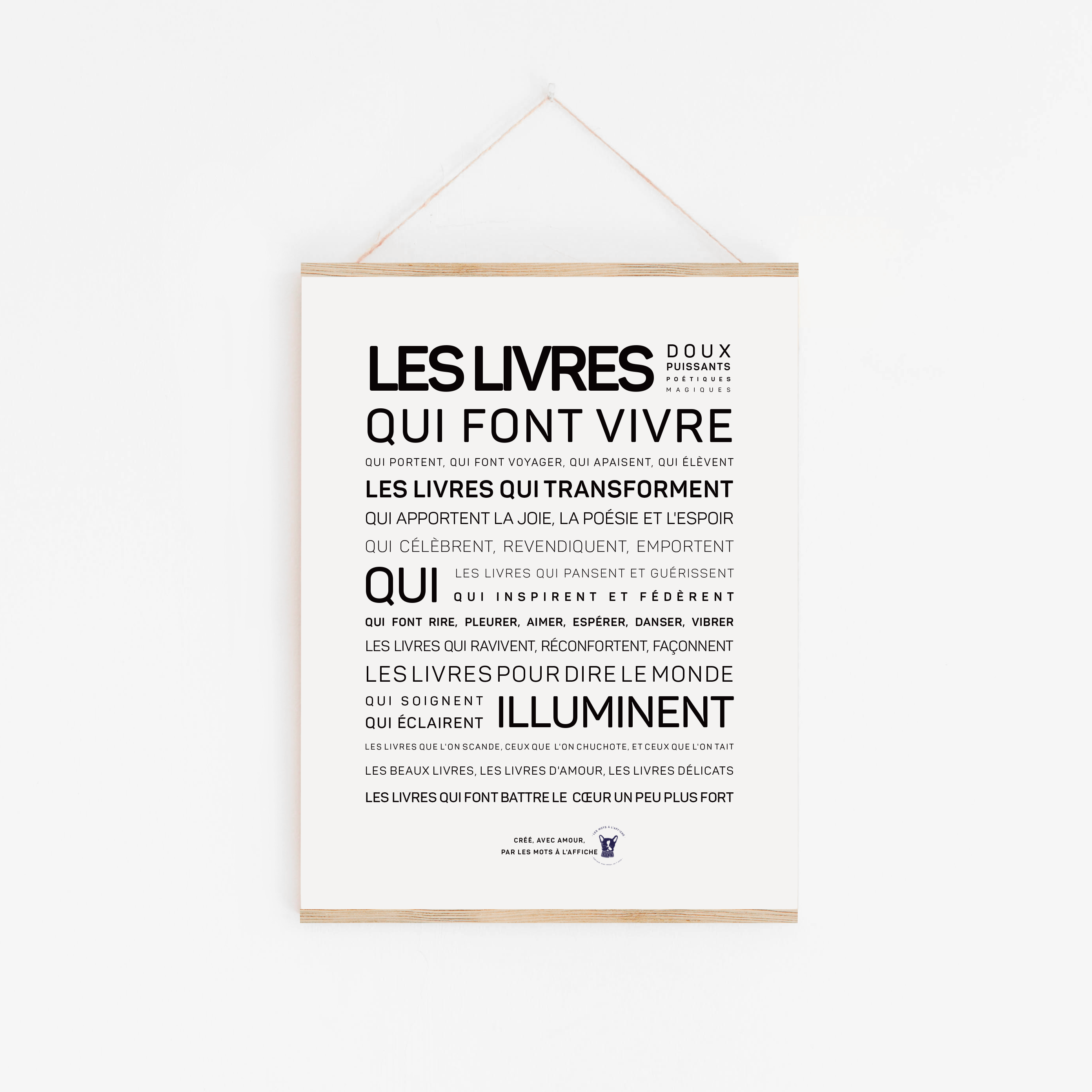Affiche imprimée A5 "Les livres" (Poster) 14.8 x 21 cm avec support en ...