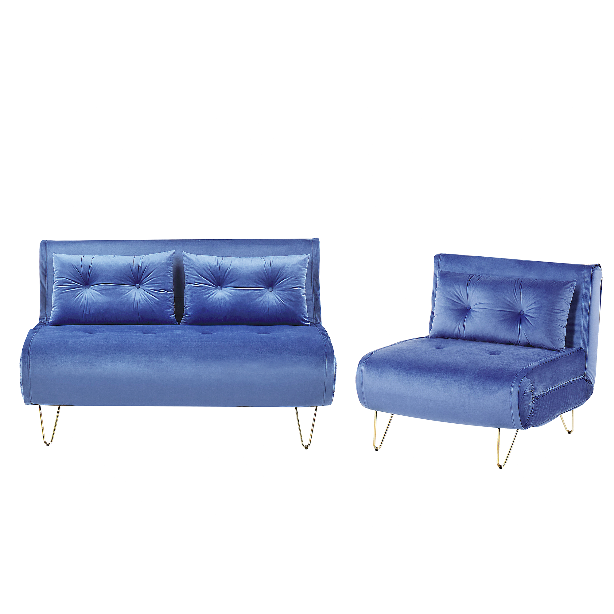 Ensemble de salon 3 places VESTFOLD Velours Bleu marine | Leroy Merlin