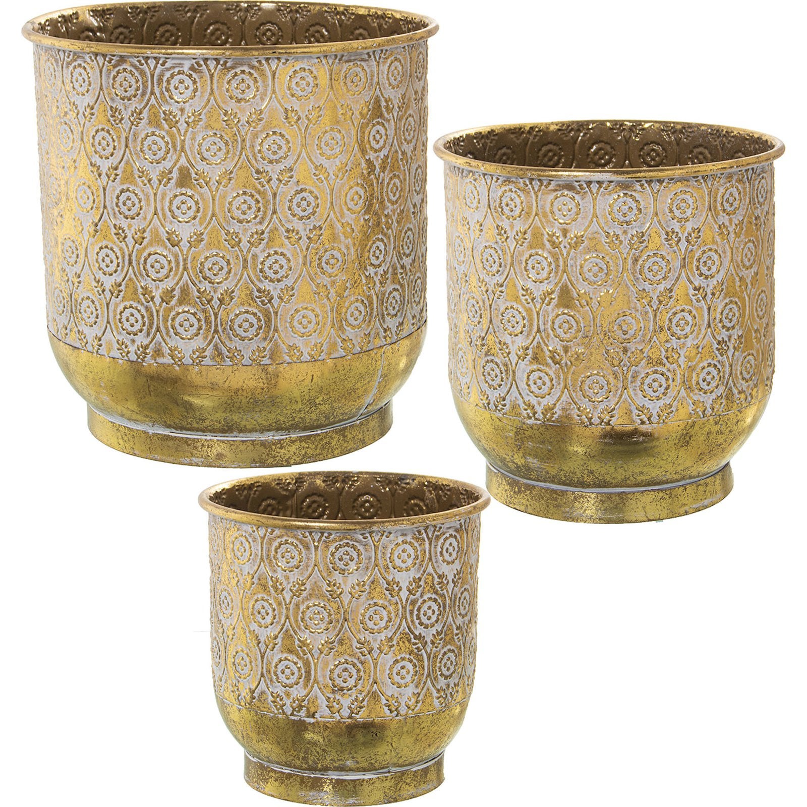 Cache-pot métallique floral pour charme intérieur 33 x 33 x 33 cm Doré ...