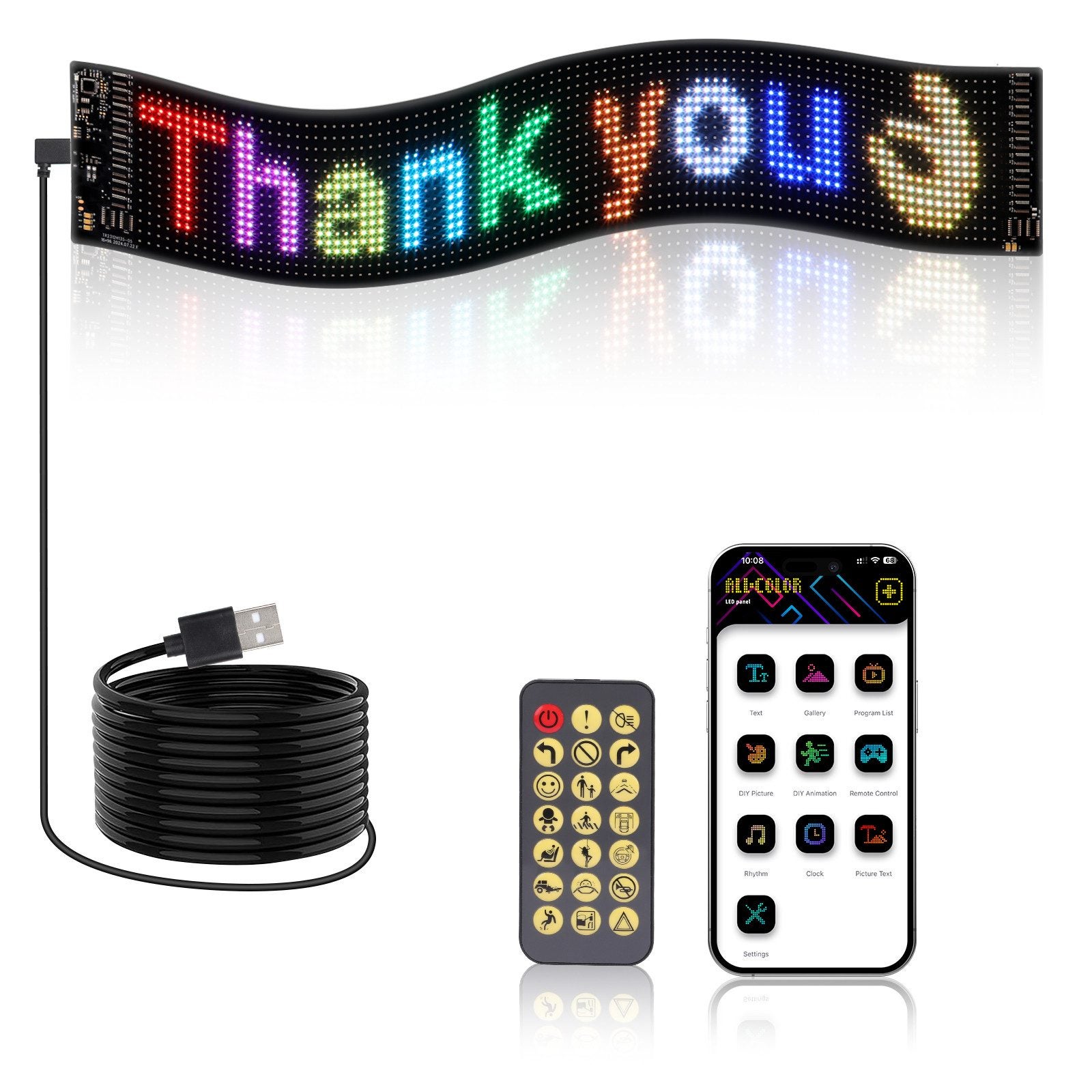 LOVHAUS Pantalla LED Flexible RGB 1536 LEDs, Control por Bluetooth y ...
