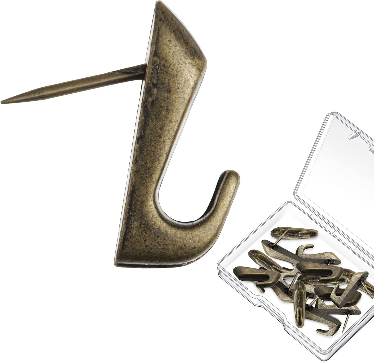 20 chinchetas de gancho de metal para paredes de madera o tela de ...