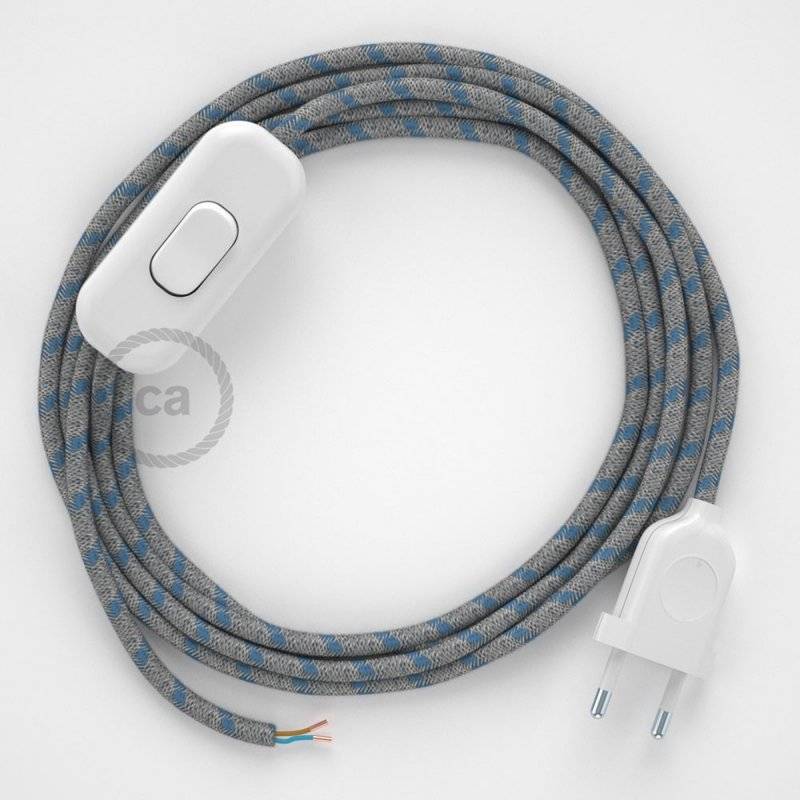 Creative cables - Cordon pour lampe, câble RD55 Stripes Bleu Steward 1 ...
