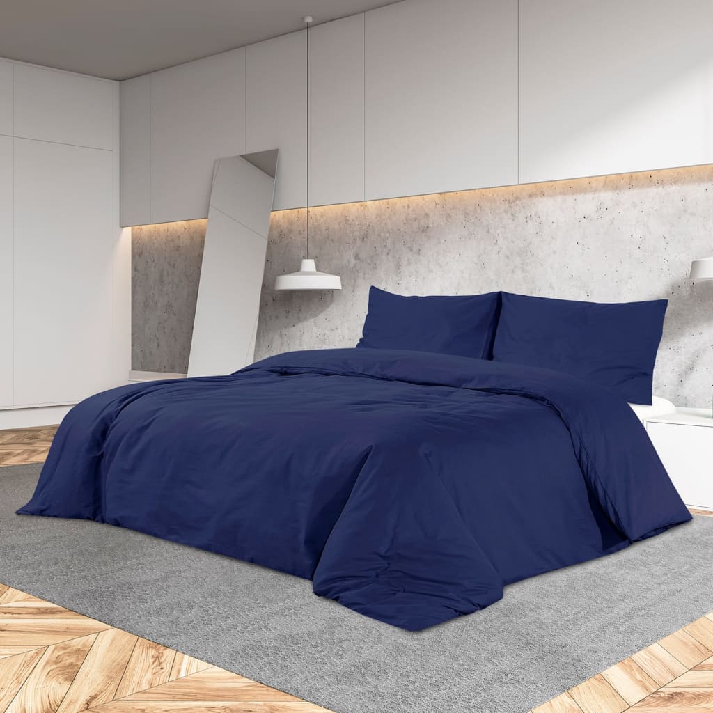 Ensemble de housse de couette Bleu marine 140x200 cm Microfibre | Leroy ... Ensemble de housse de couette Bleu marine 140x200 cm Microfibre | Leroy ...
