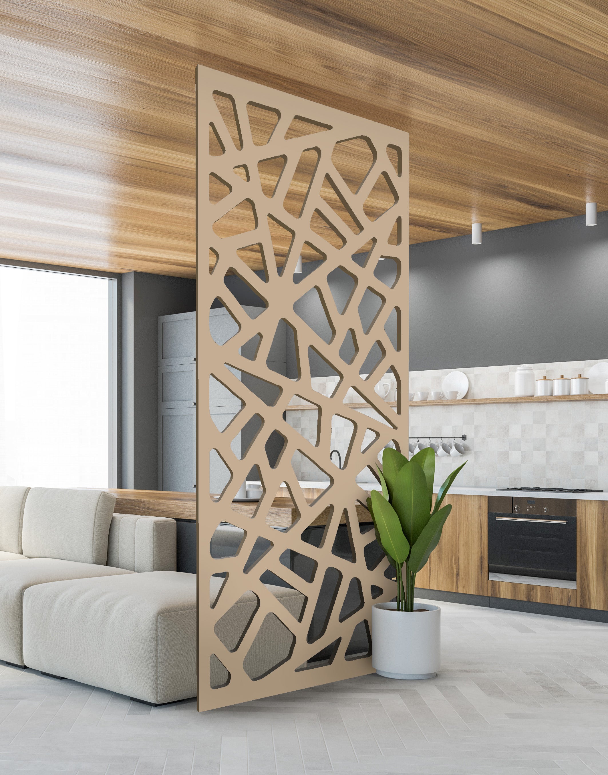 CLOISON DE SEPARATION BOIS TYPE Claustra décorative LOUVA MDF L.100 x H ...