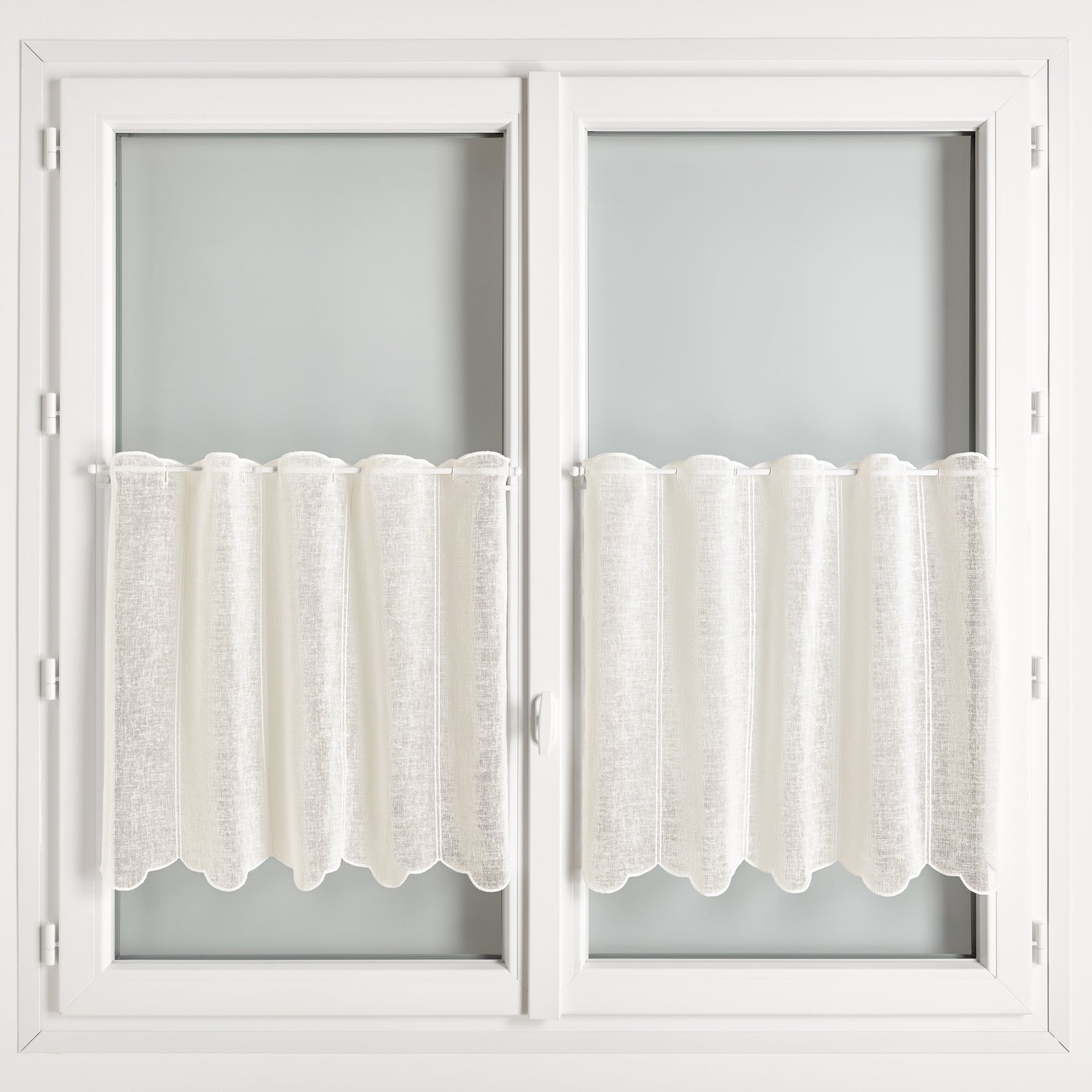 Brise bise brodé en poly-lin rustique - Naturel - 90x60 cm | Leroy Merlin